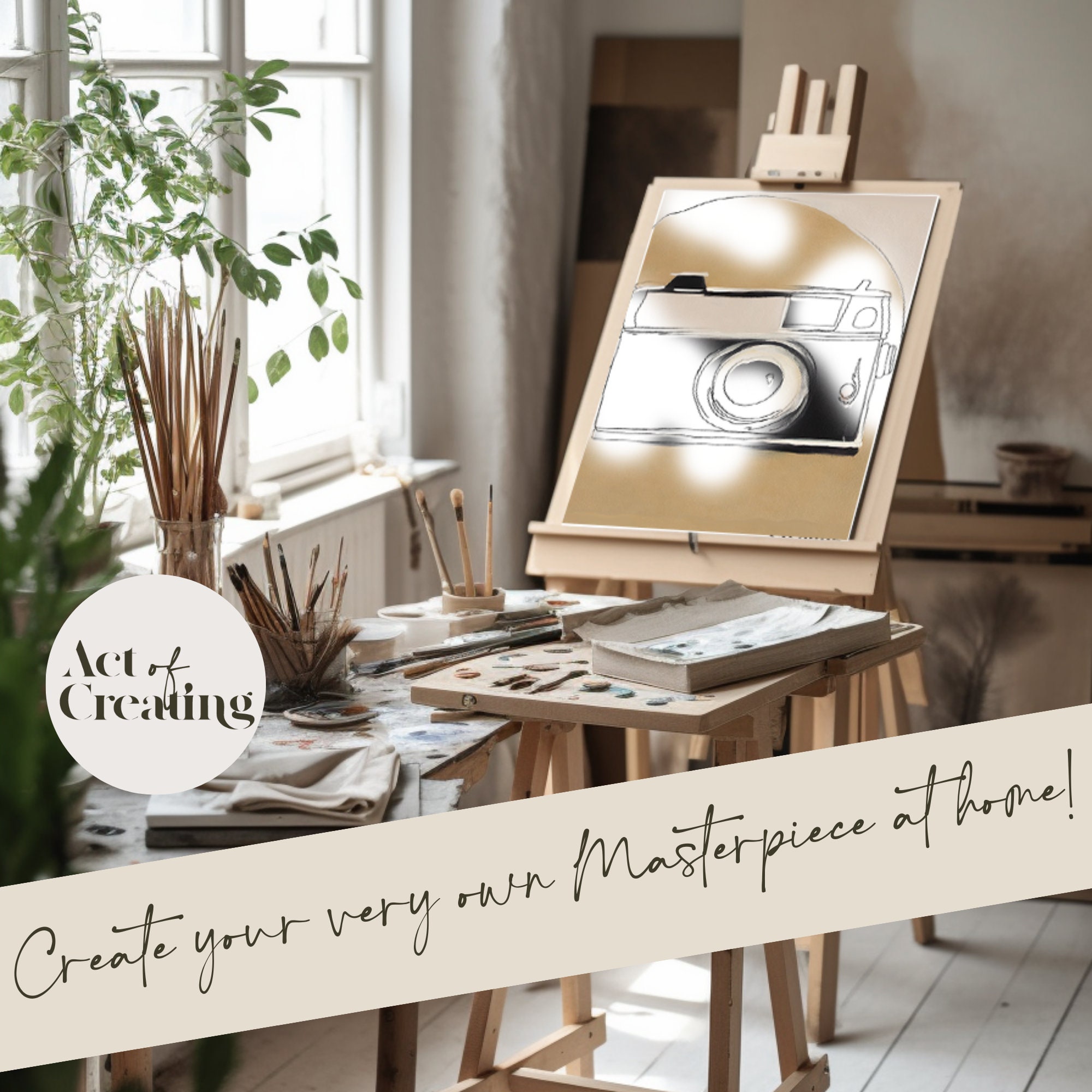 Camera Printable Artwork Paint Template Perfect for Your Paint and Sip ...