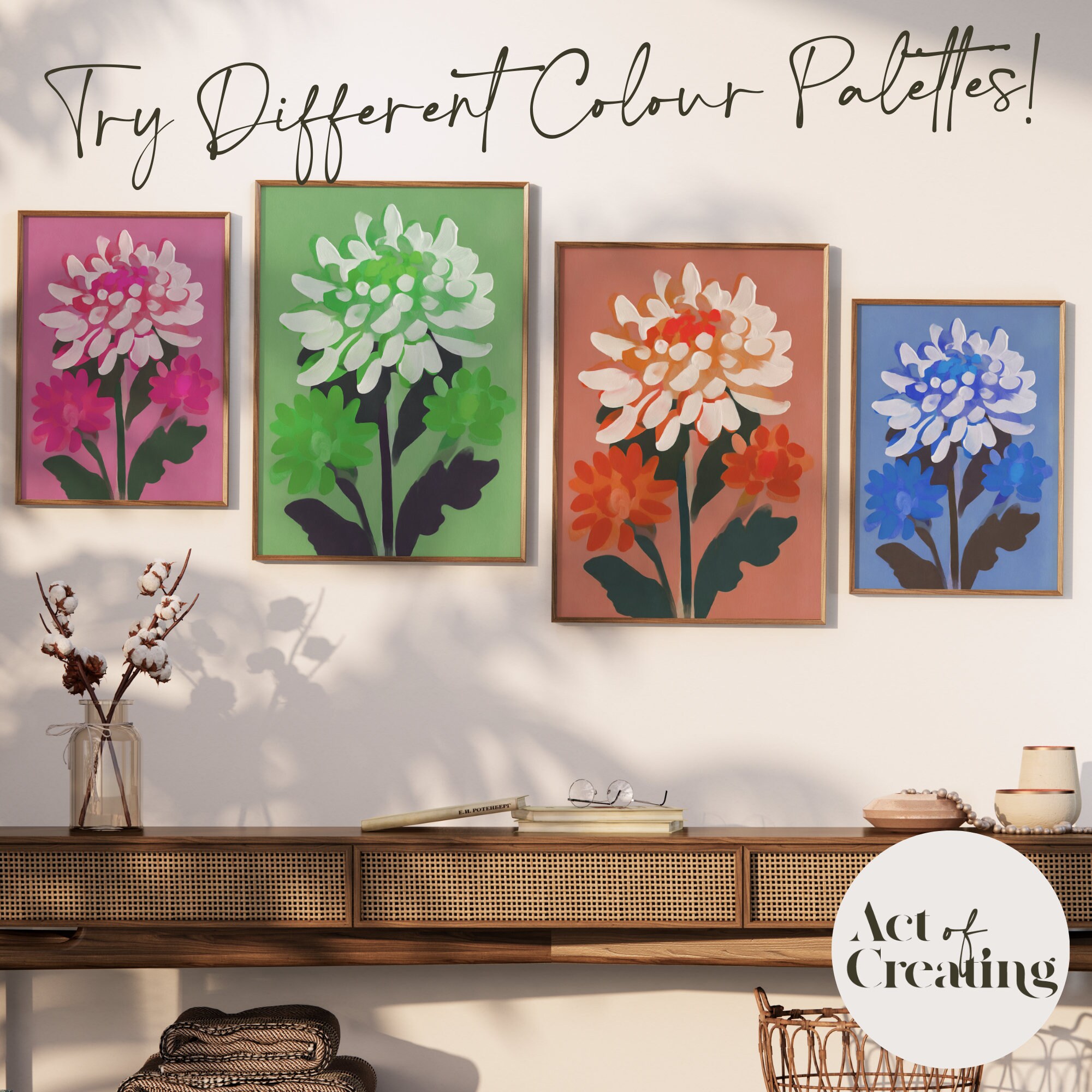 Chrysanthemums Printable Artwork Template Perfect for Your Paint and ...