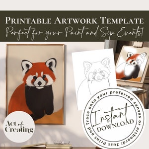 Red Panda Printable Artwork Template Digital Download Printable Red ...