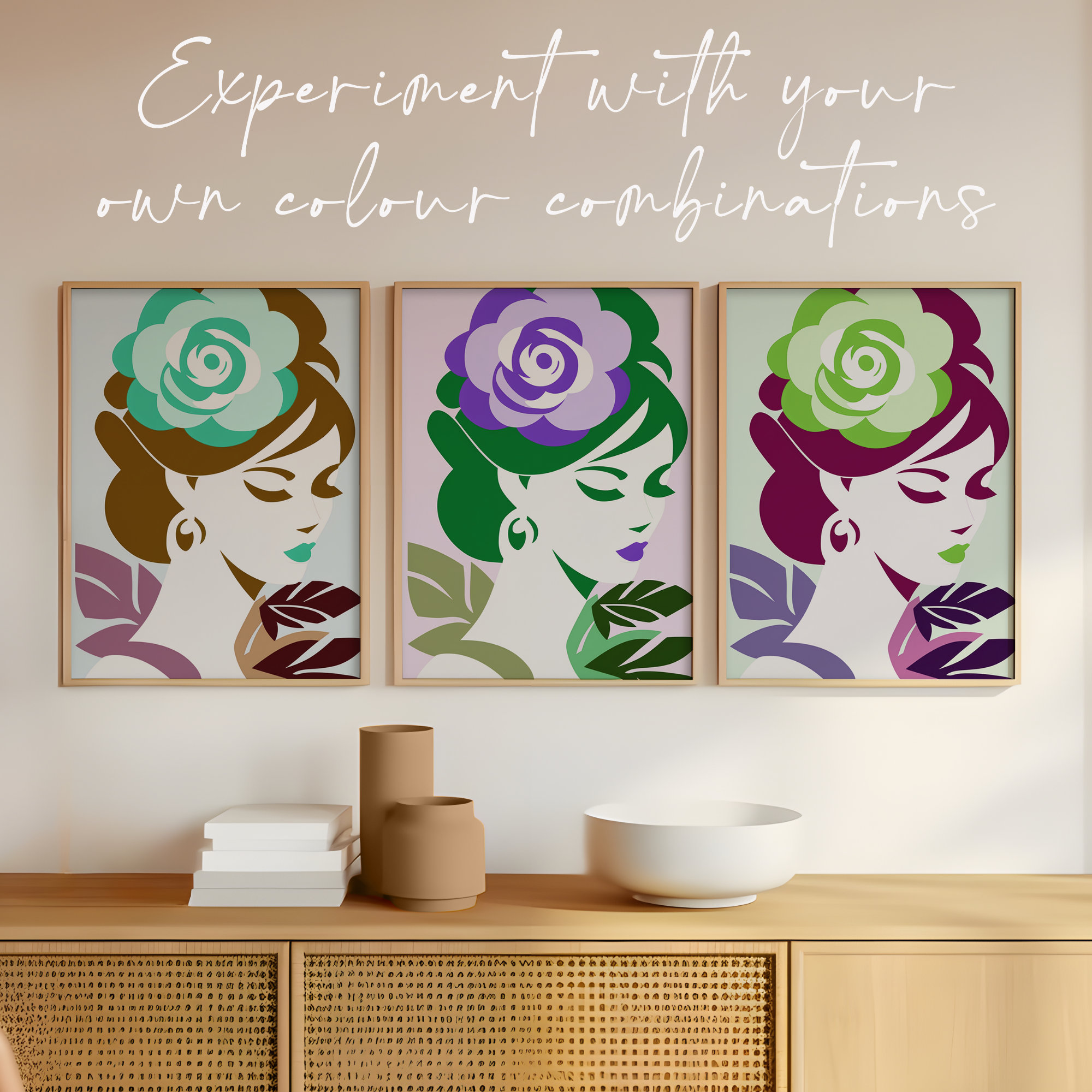 Printable Trace Artwork Template Sunflower Pink Rose Instant Download ...