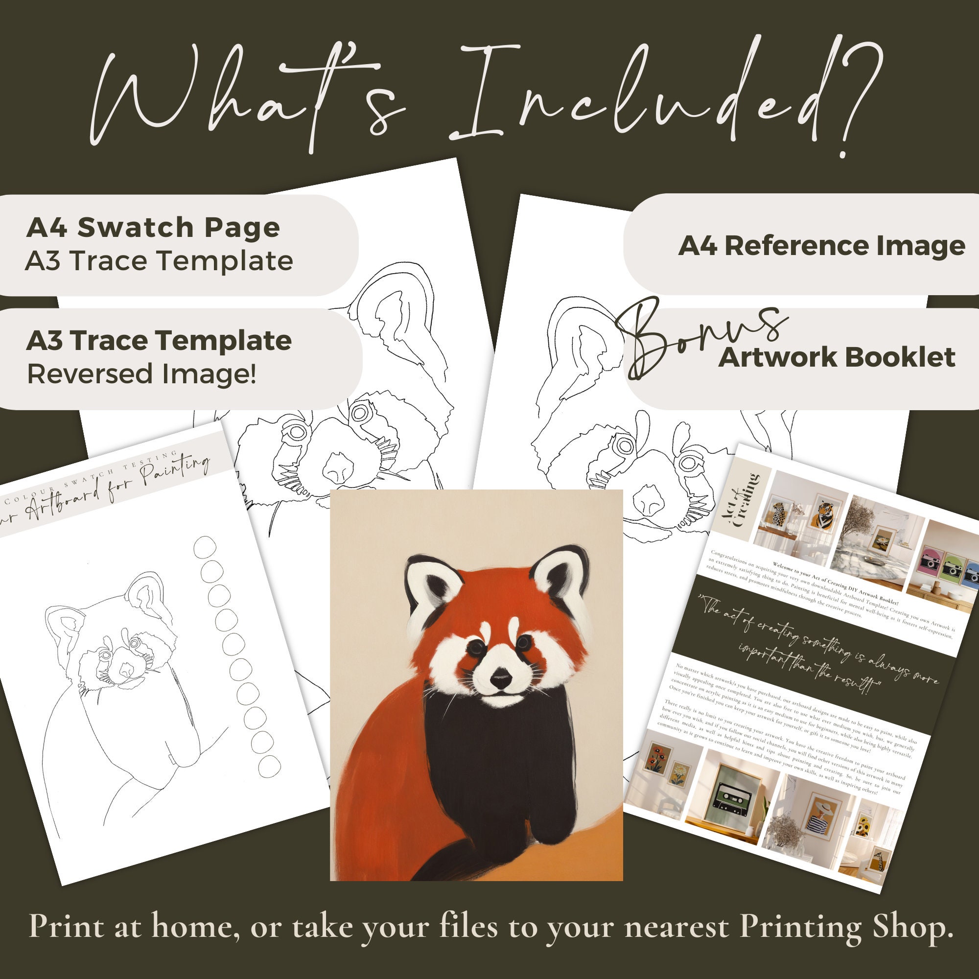 Red Panda Printable Artwork Template Digital Download Printable Red ...