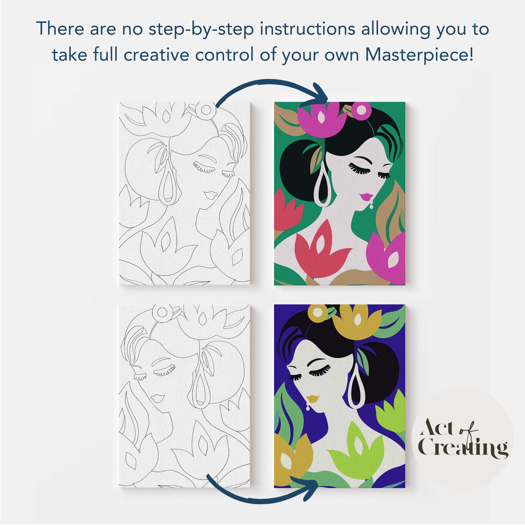 Printable Trace Artwork Template Tulip Lady Abstract Instant Download ...