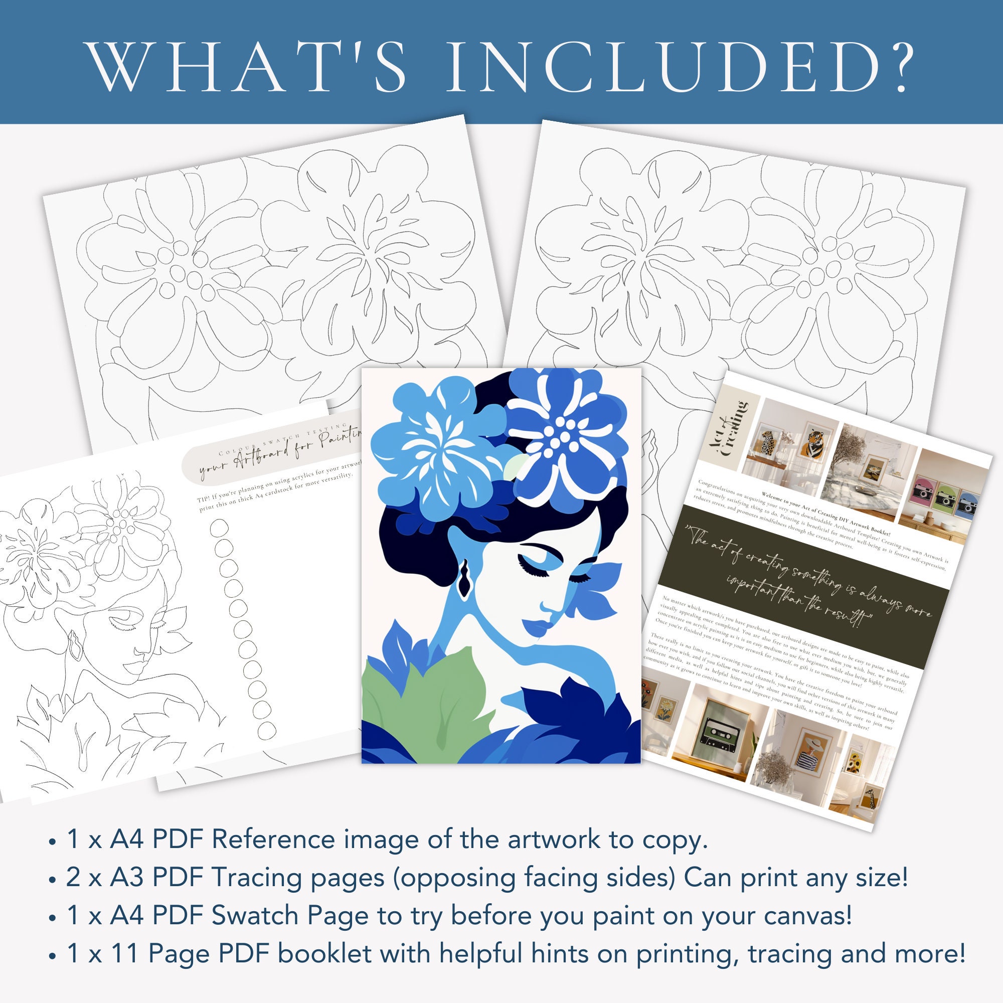 Printable Trace Artwork Template Hydrangea Lady Instant Download ...