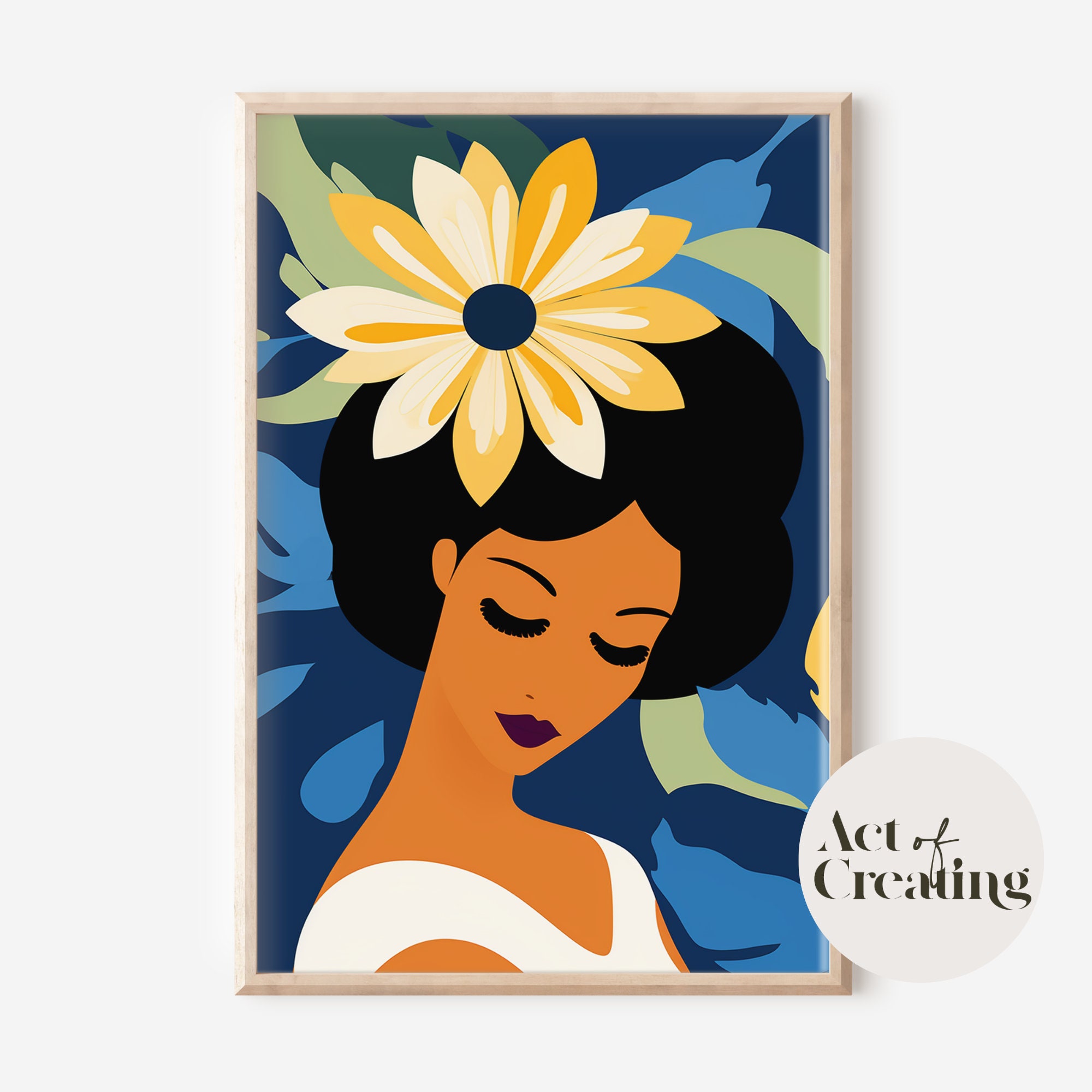 Printable Trace Artwork Template Sunflower Lady Instant Download ...