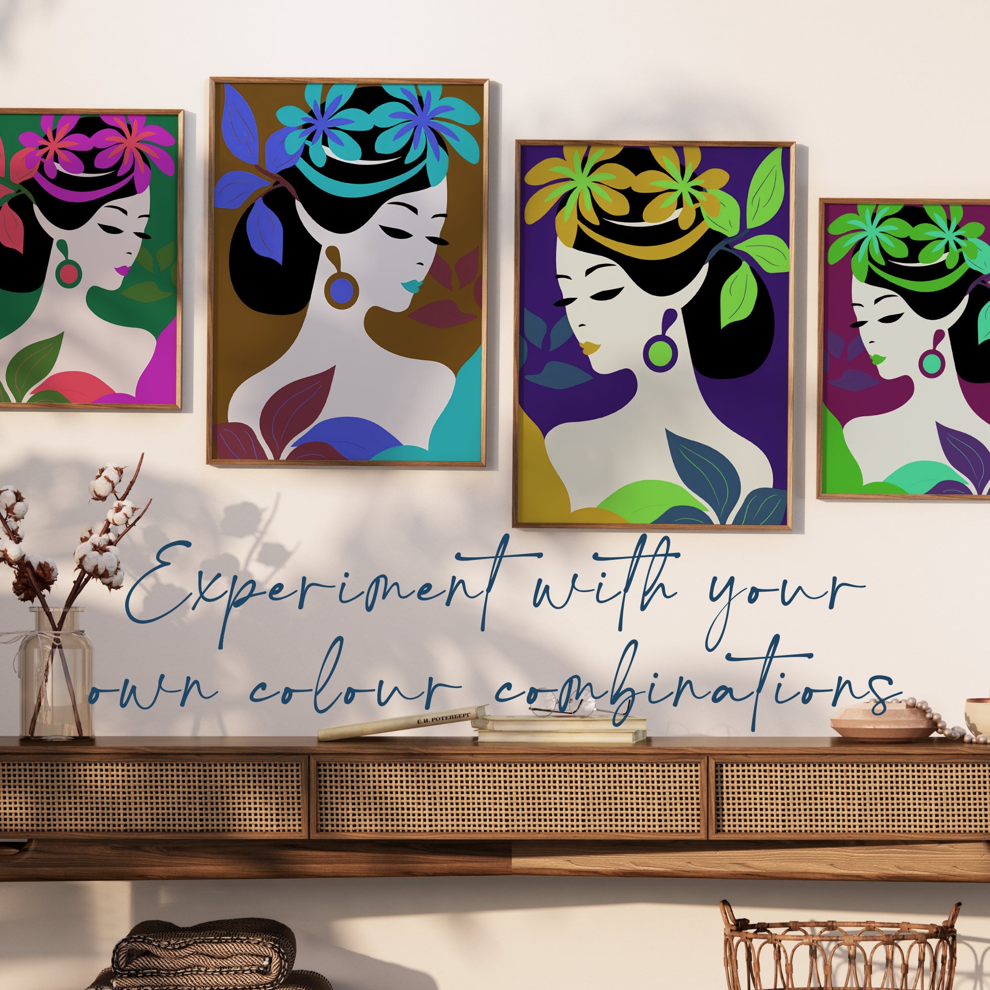 Printable Trace Artwork Template Honeysuckle Lady Abstract Instant ...