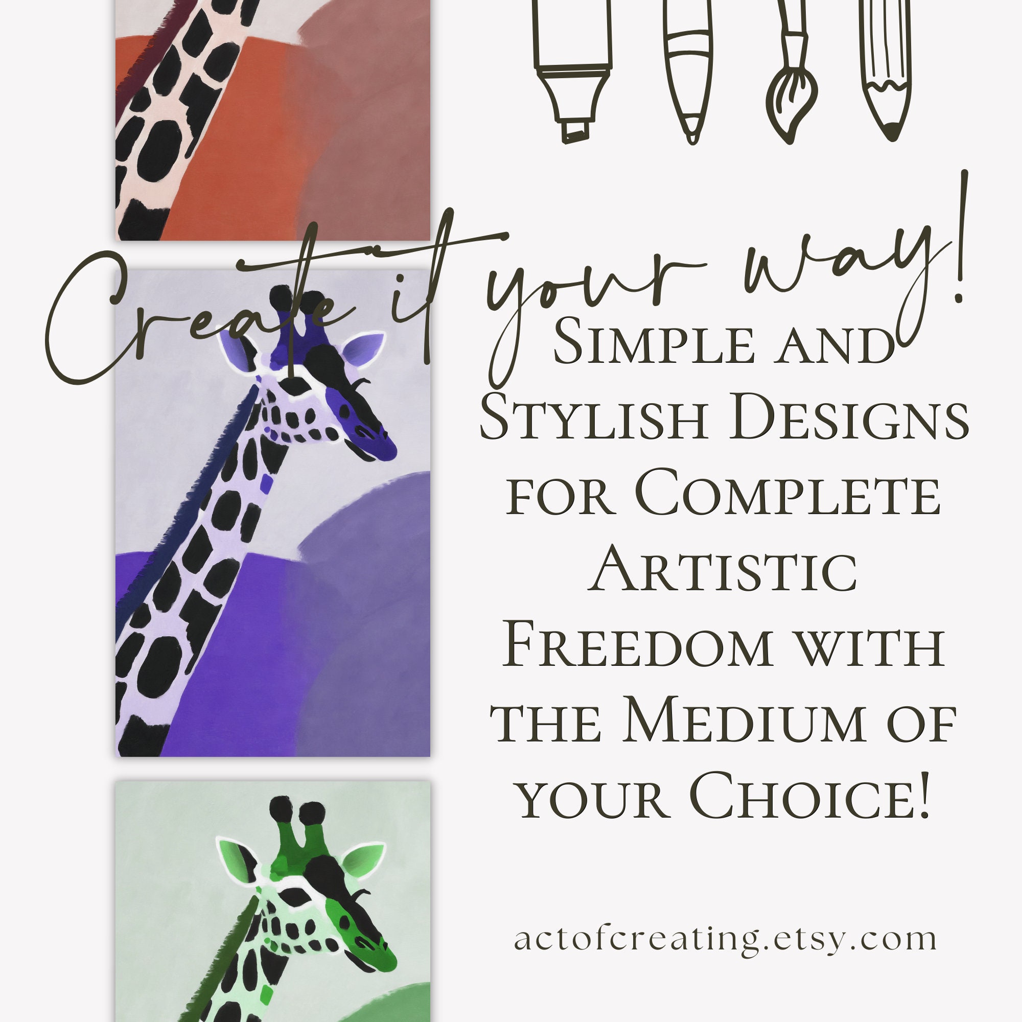 Giraffe Printable Artwork Trace Template Art Printable Image Digital ...