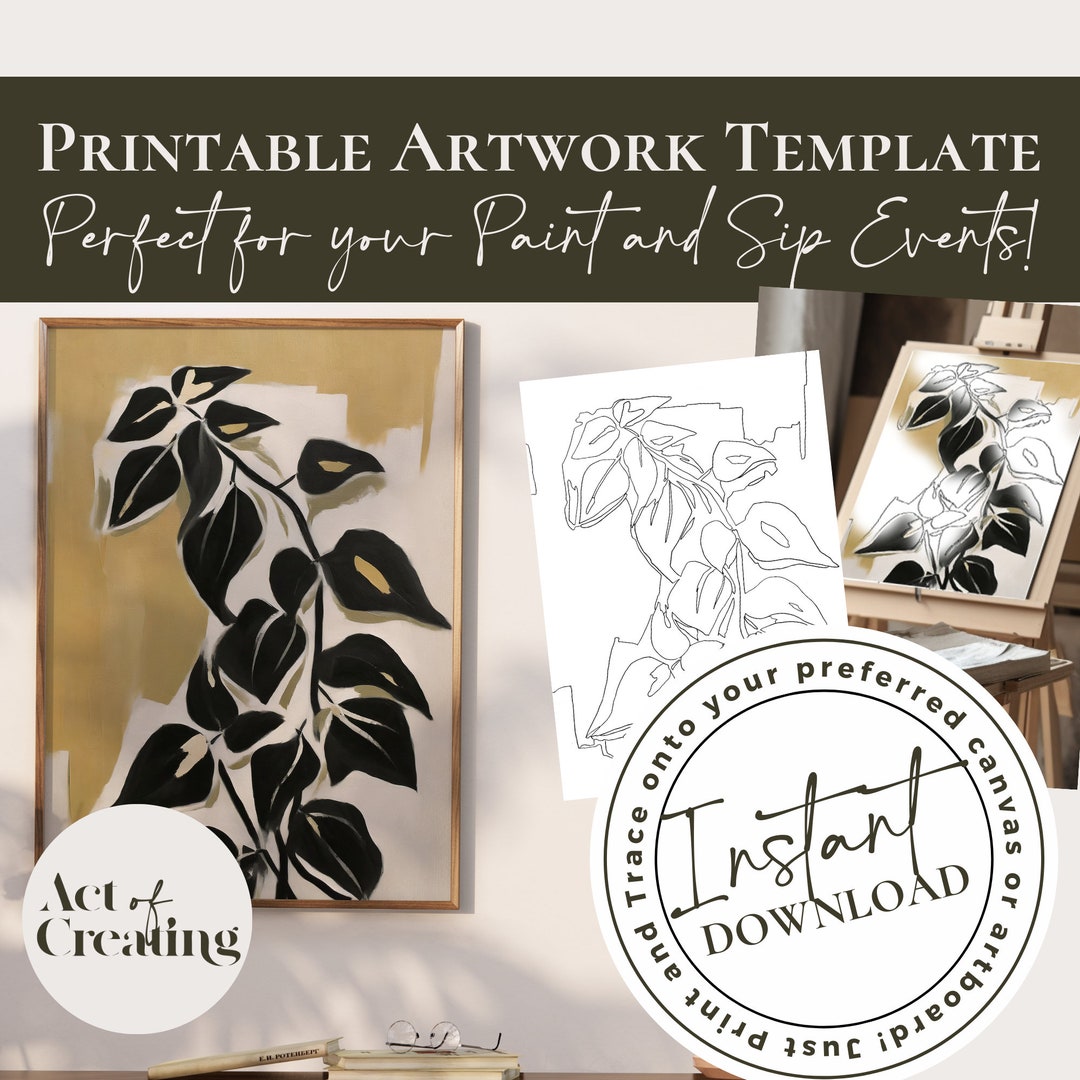 Devil’s Ivy Printable Artwork Template Perfect for Your Paint and Sip ...