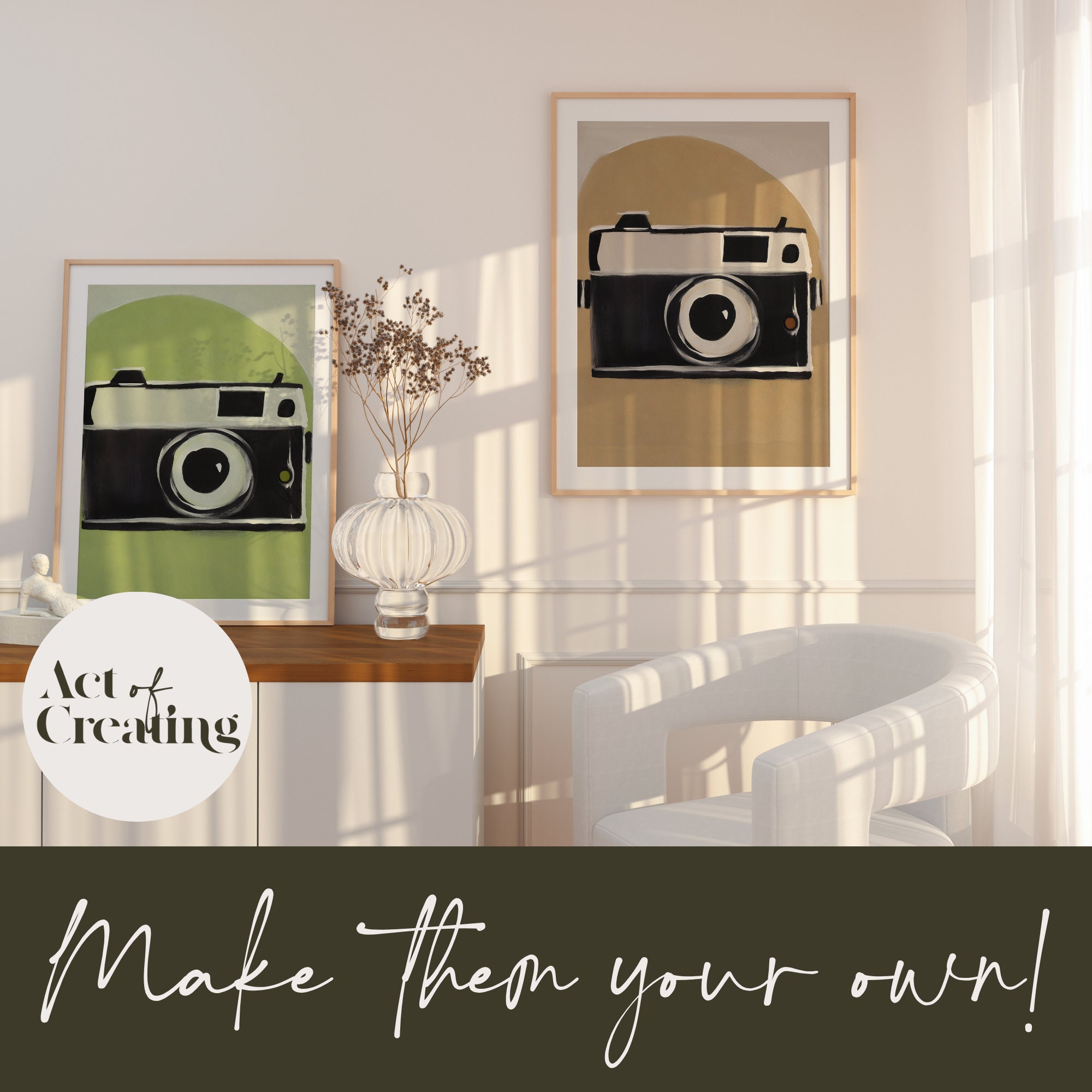 Camera Printable Artwork Paint Template Perfect for Your Paint and Sip ...