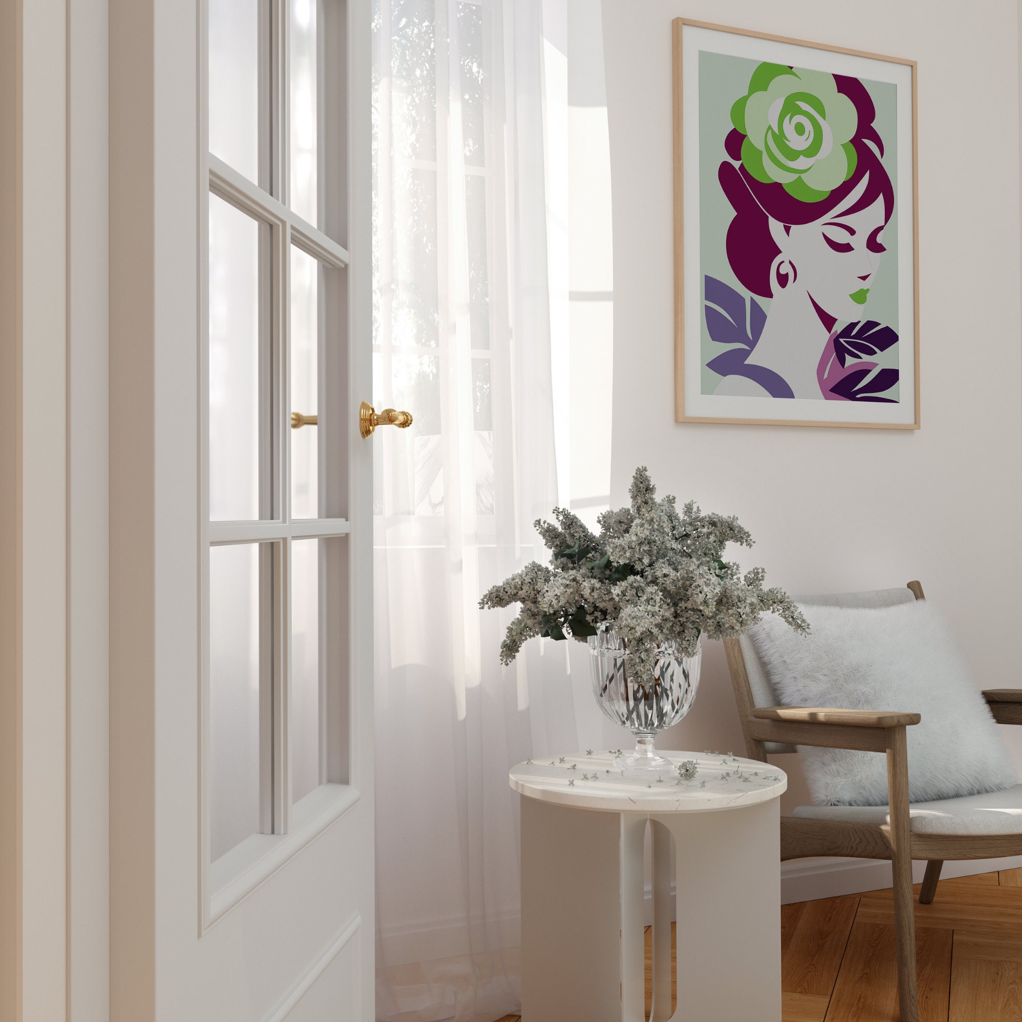 Printable Trace Artwork Template Sunflower Pink Rose Instant Download ...