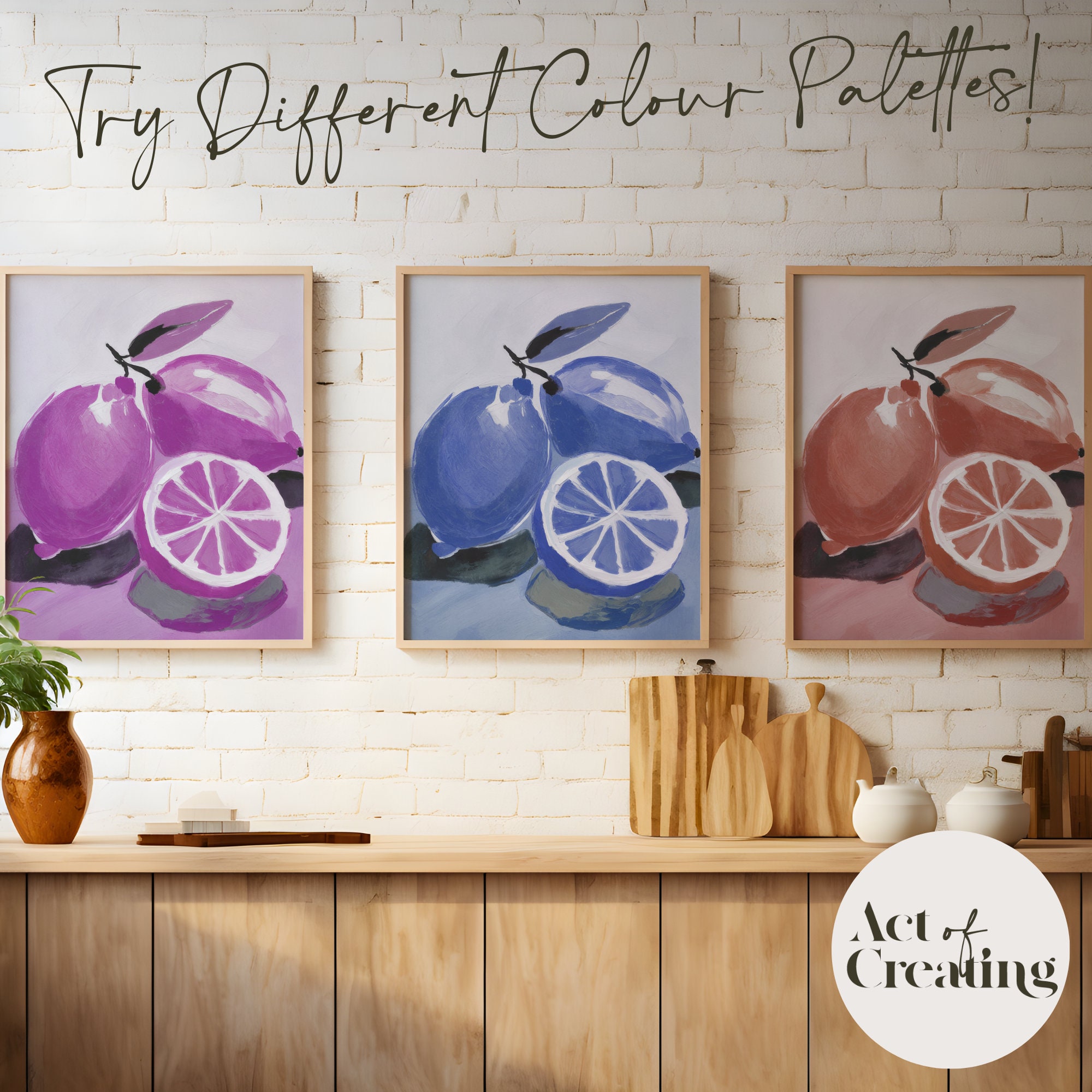 Lemons Printable Artwork Template Digital Download Unique Artwork ...