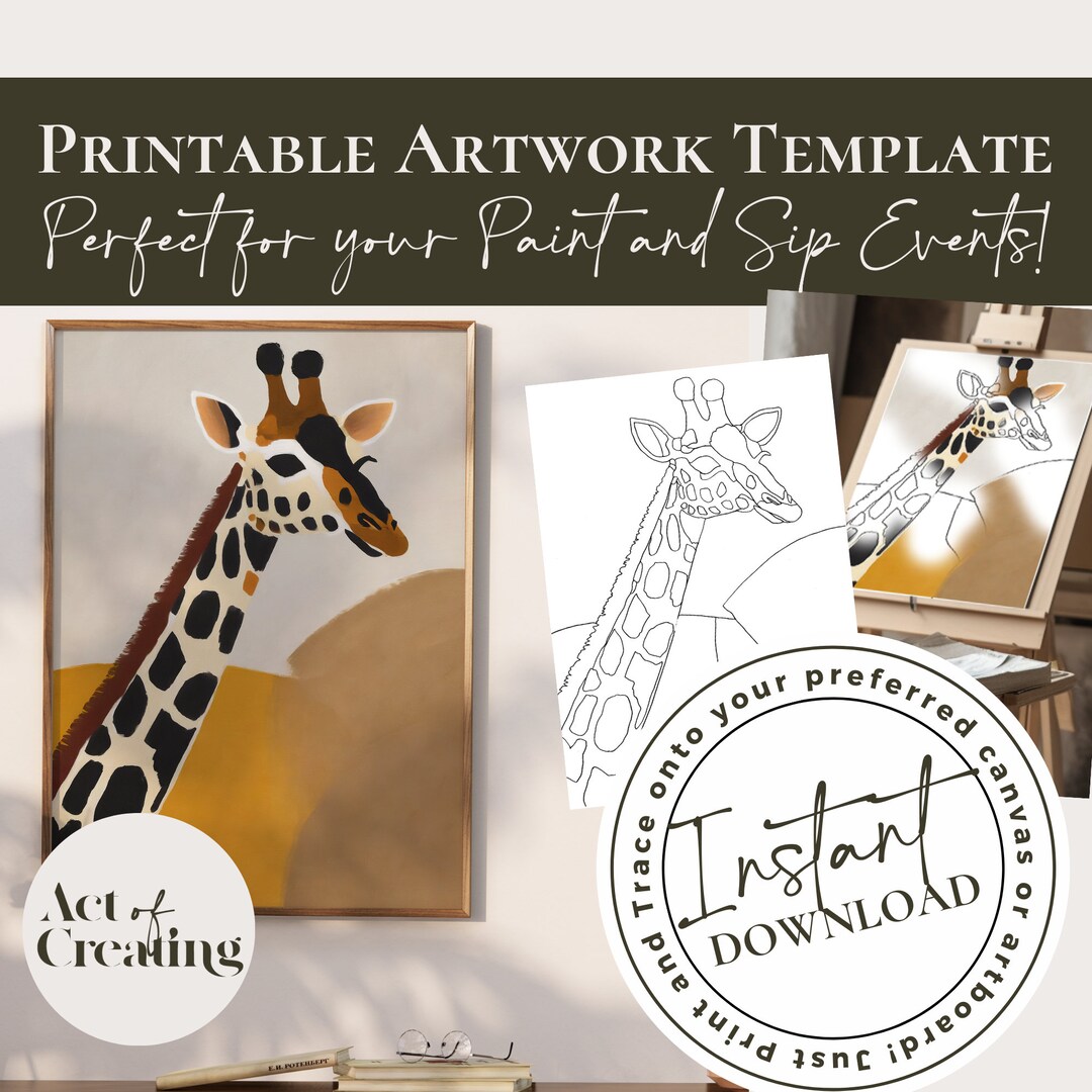Giraffe Printable Artwork Trace Template Art Printable Image Digital ...