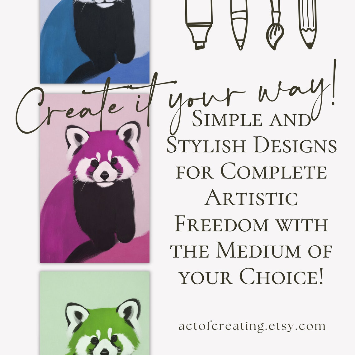 Red Panda Printable Artwork Template Digital Download Printable Red ...