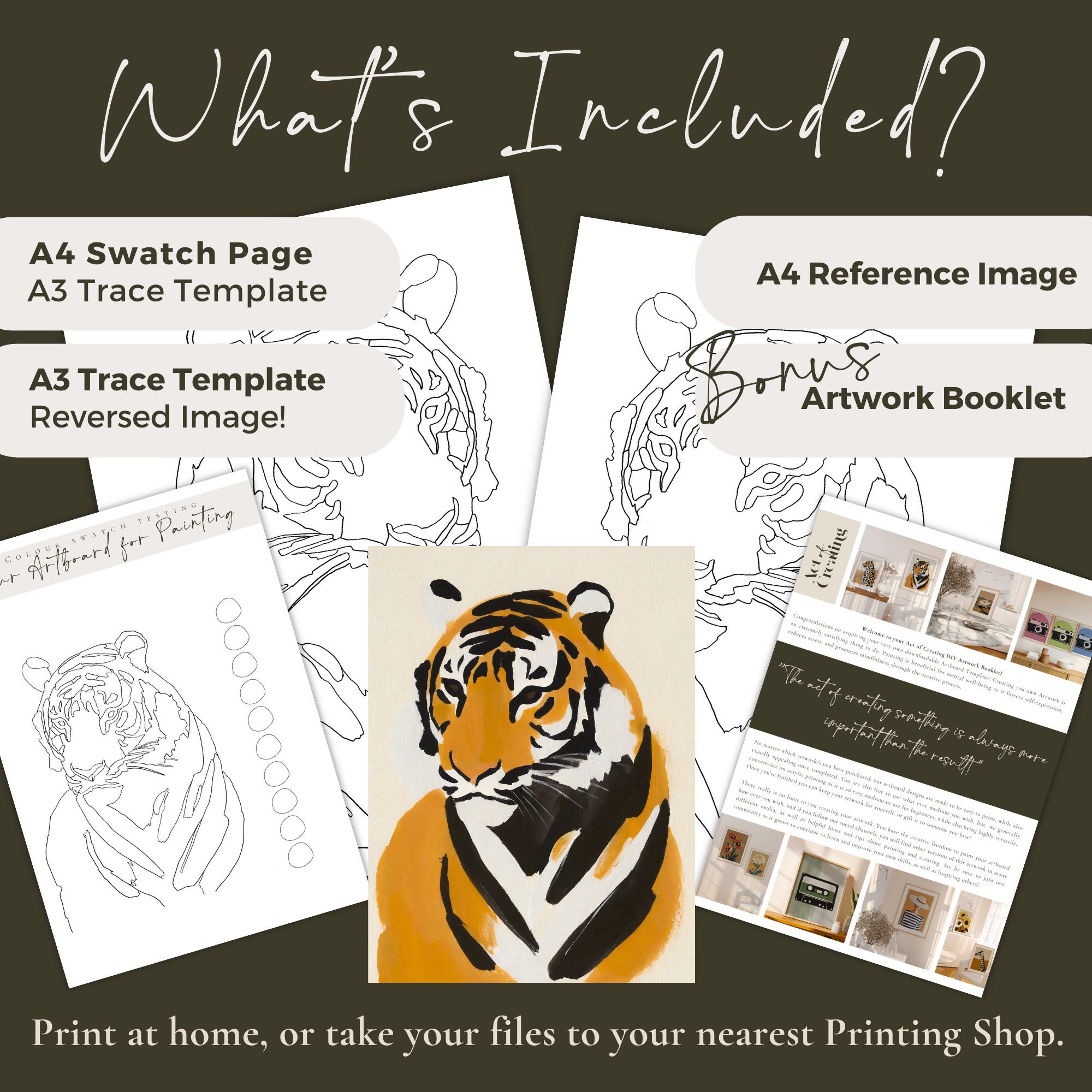 Tiger Printable Artwork Template Instant Download Minimalist Modern ...