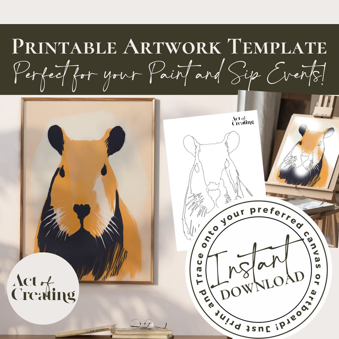 Capybara Printable Artwork Template Instant Download Tracing Page Art ...
