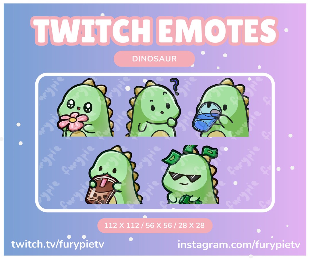 5x Dinosaur Cute Dino Emotes for Twitch, Discord, Youtube Flower ...