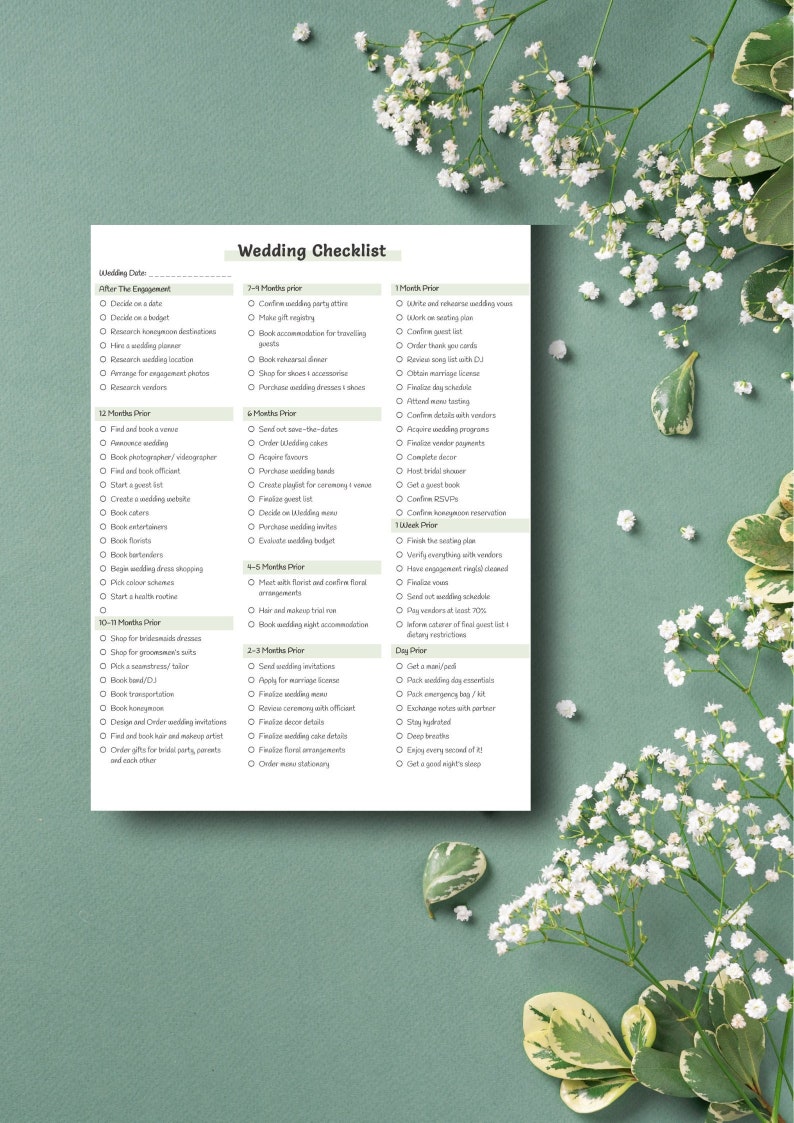 Wedding Planner Checklist Printable Wedding Checklists Wedding to Do ...