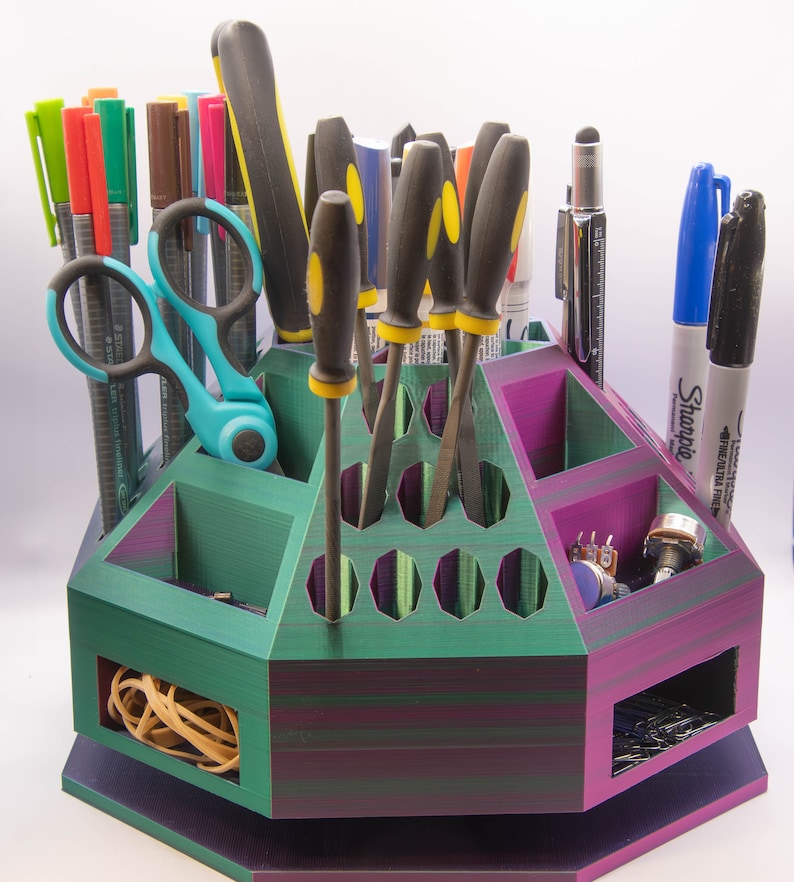 Large Octagonal Rotating Desk Organizer - Etsy