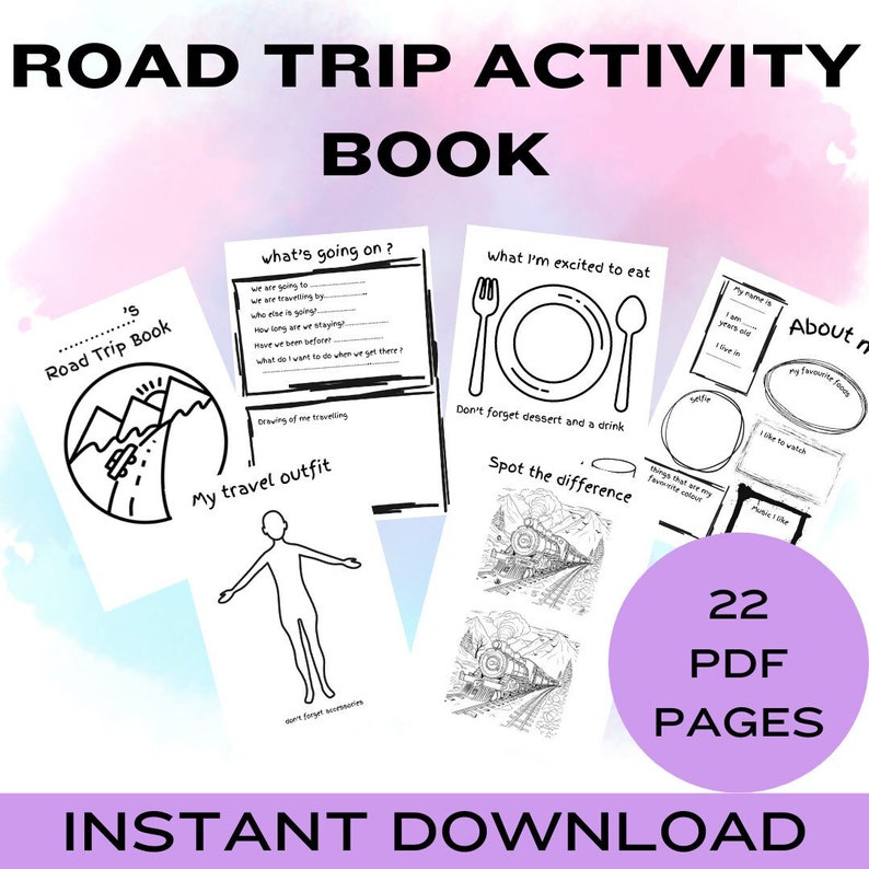 Road Trip Activity Book for Kids Travel Activity for Car Digital ...