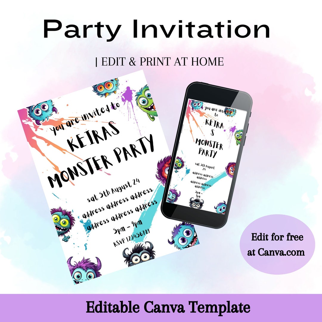 Monster Birthday Party Invitation for Little Monsters Birthday Party ...
