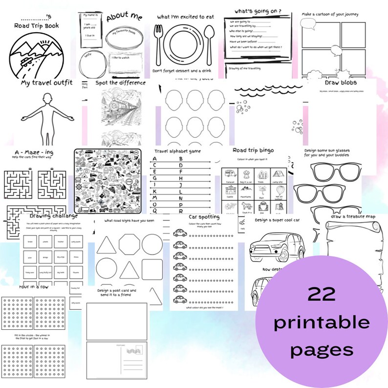 Road Trip Activity Book for Kids Travel Activity for Car Digital ...