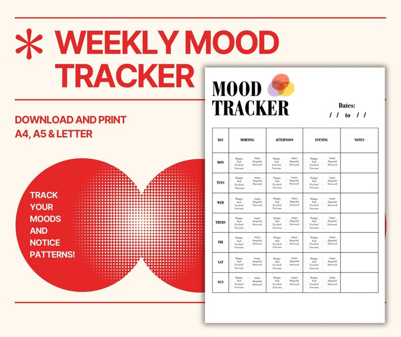 Weekly Mood Tracker - Digital Download - Etsy
