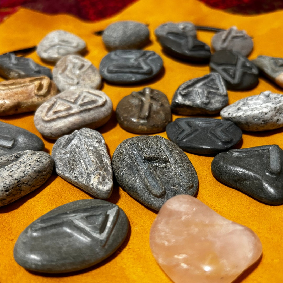 Sea Rune Set Hand Carved Leather Pouch Made With Elder Futhark Runes ...