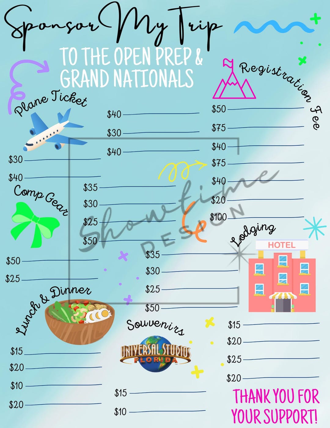 Cheerleading Sponsor My Trip Form: Grand Nationals Fundraising (PDF ...