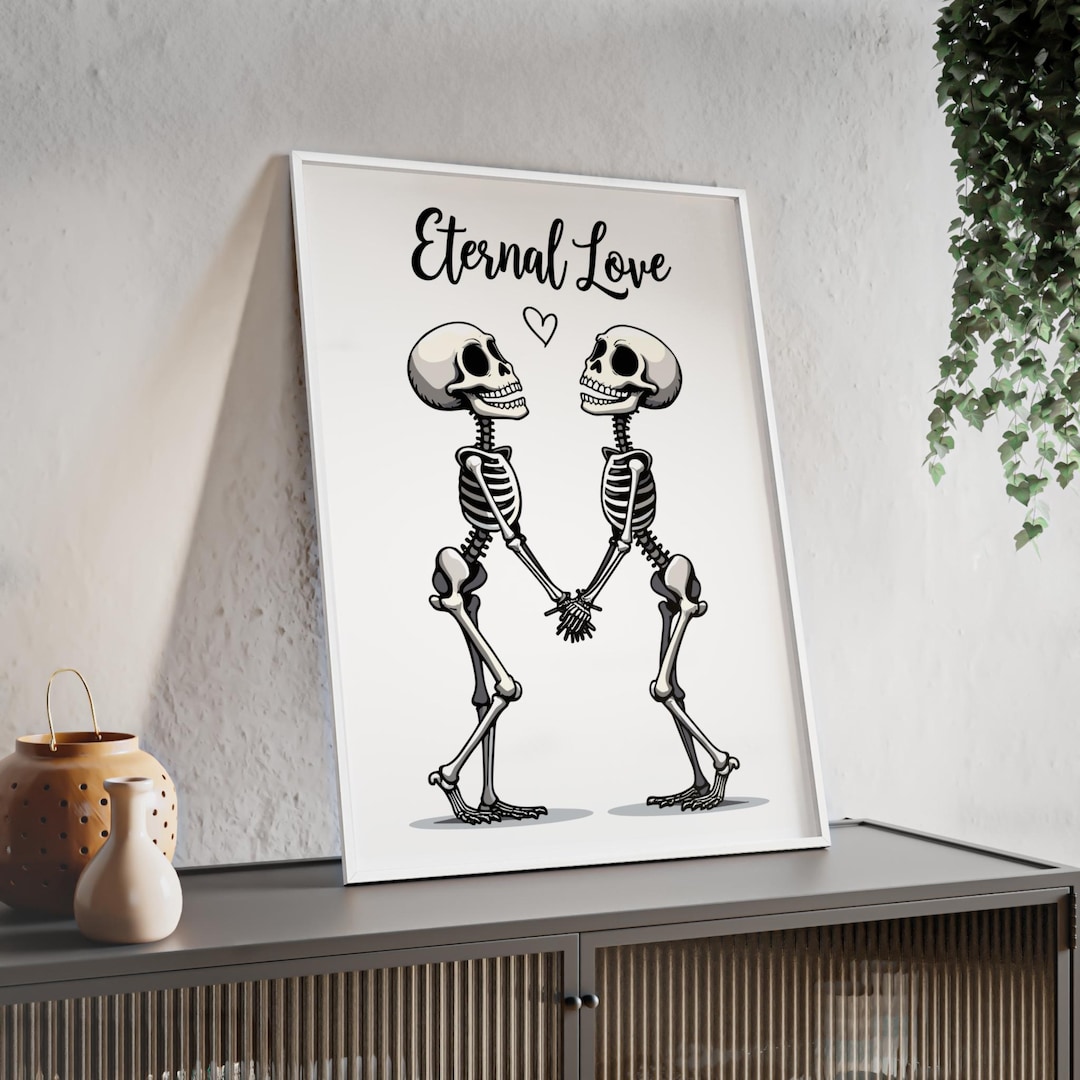 Eternal Love Wall Art Gothic Skeleton Couple Printable for Halloween ...