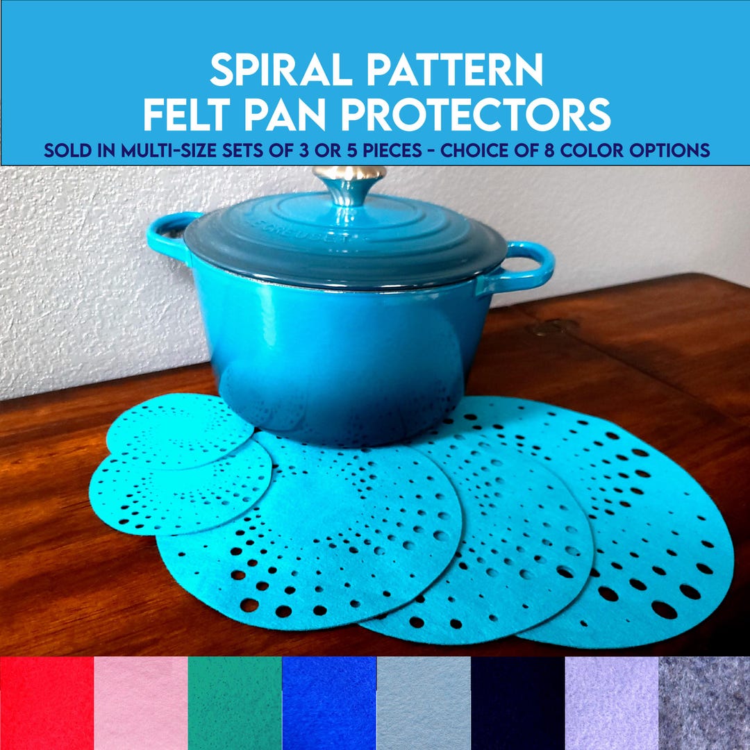 Spiral Pattern Round Felt Pan Protectors for Enamel Cast Iron Dutch ...