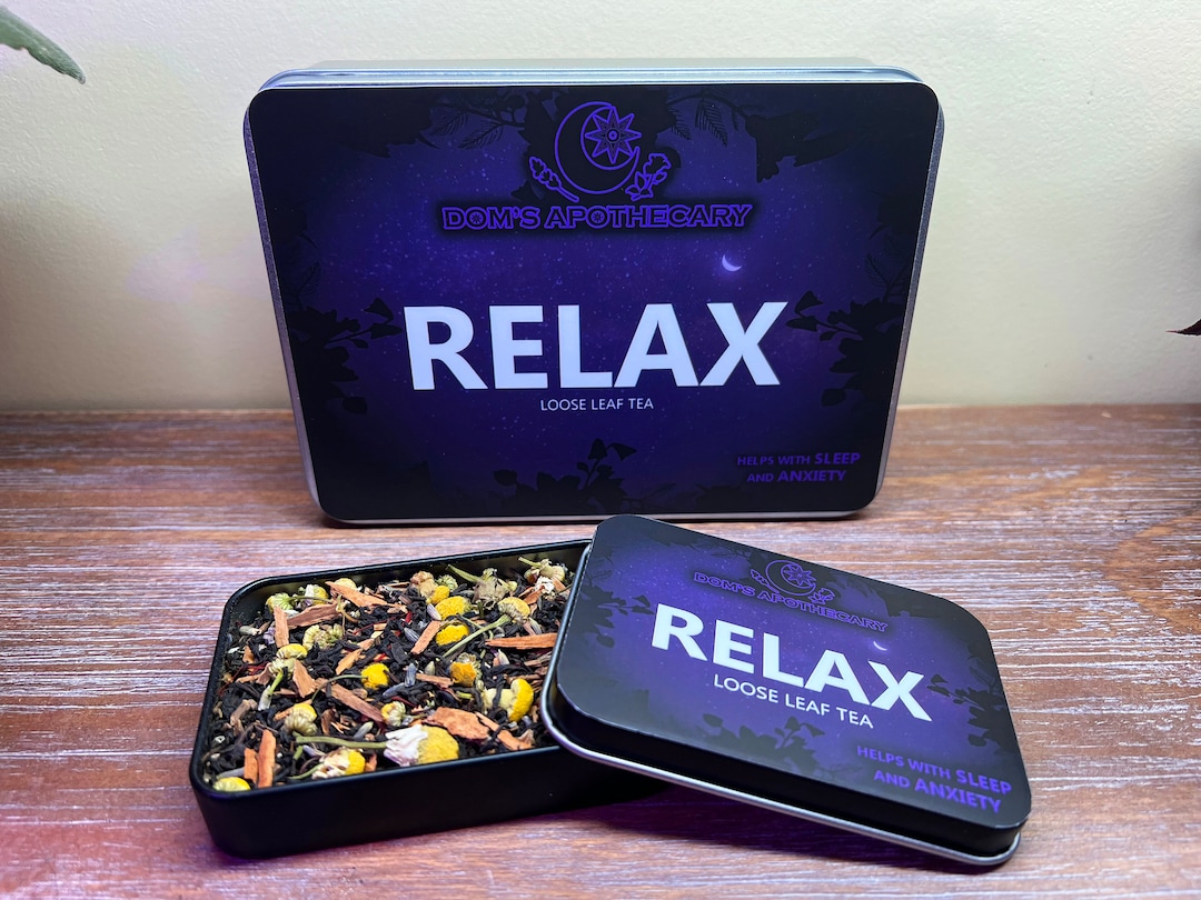 RELAX - Loose Leaf HERBAL TEA Tin - Gift for Her, Gift for Him, Helps Anxiety, Stress, and Sleep ...