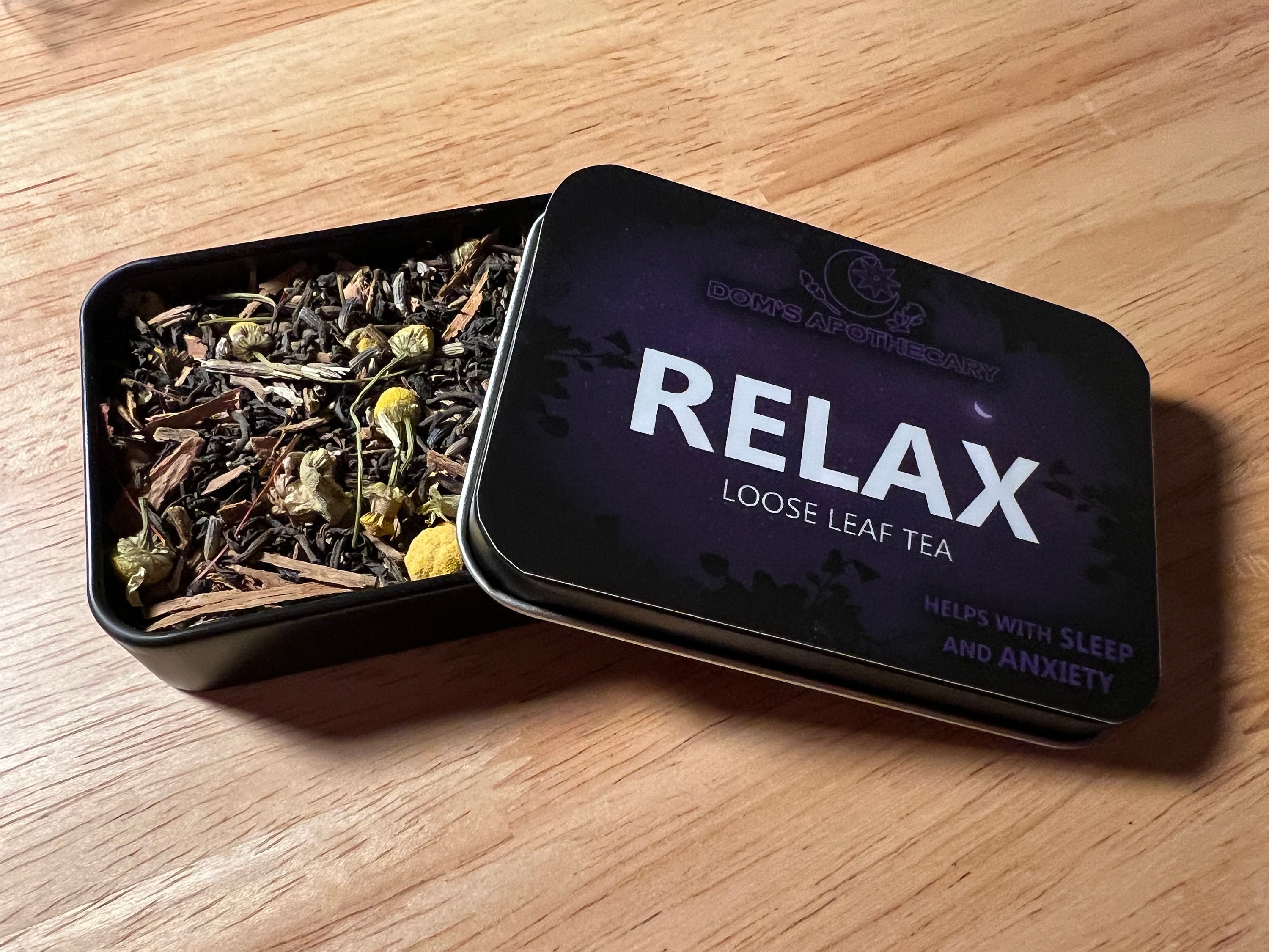 RELAX Loose Leaf HERBAL TEA Tin Gift for Her, Gift for Him, Helps Anxiety, Stress, and Sleep ...