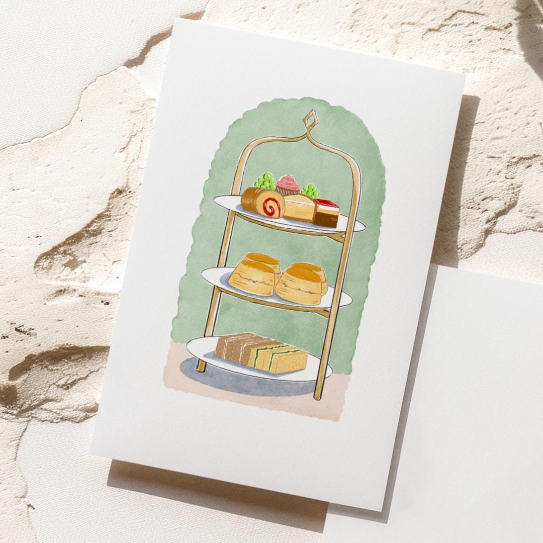 Hand-drawn English Afternoon Tea Card, Homemade, Watercolor, High Tea ...