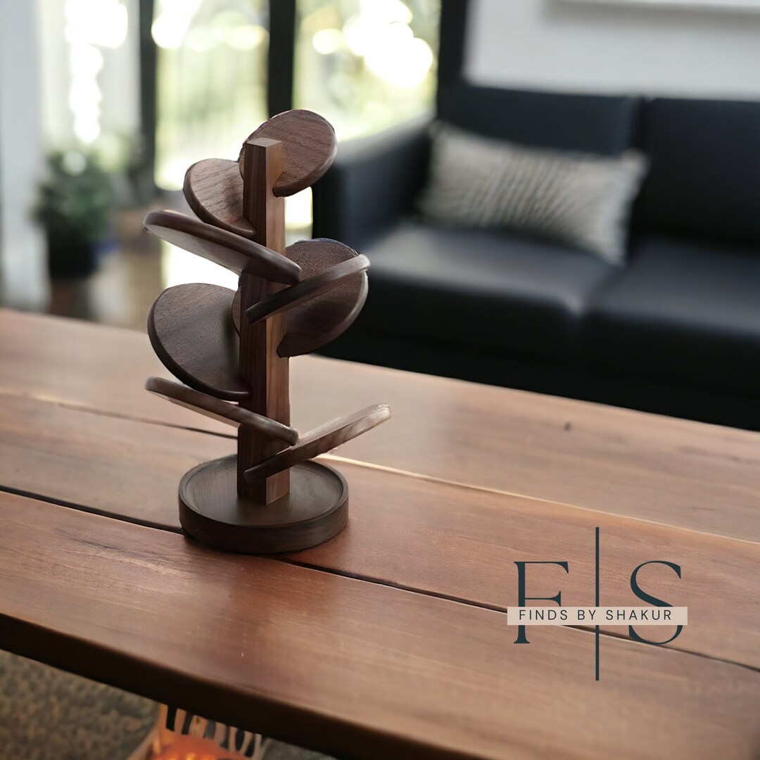 Unique Wooden Coaster Set W/holder Cool Vertical Wood Coaster Set ...