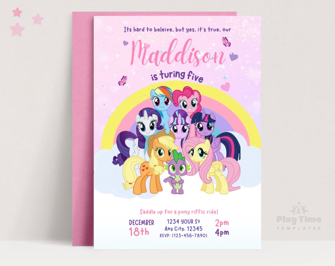 My Little Pony Birthday Invitation: Editable Party Template (digital ...