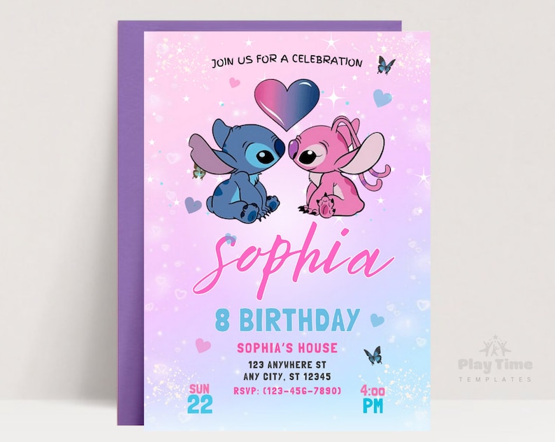 Editable Stitch Party Invitation Template, Printable Birthday Party ...