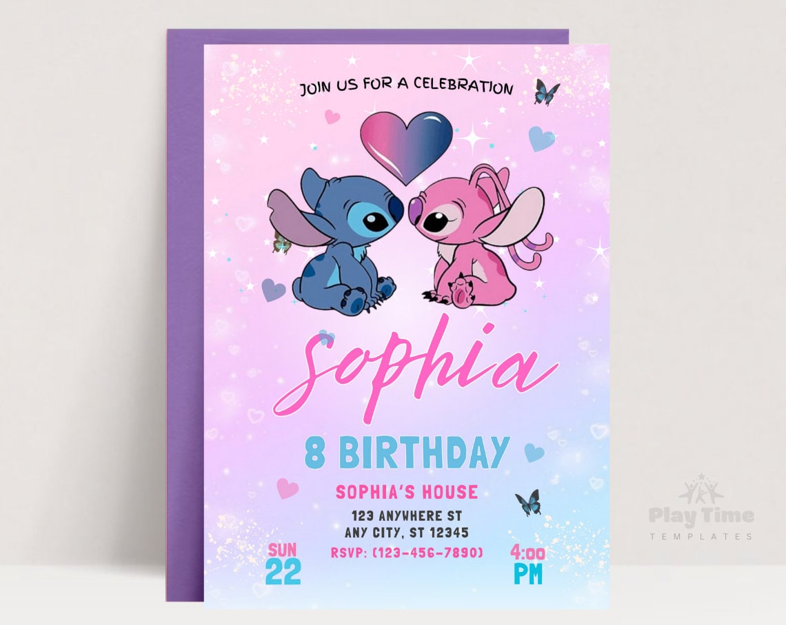 Editable Stitch Party Invitation Template, Printable Birthday Party ...