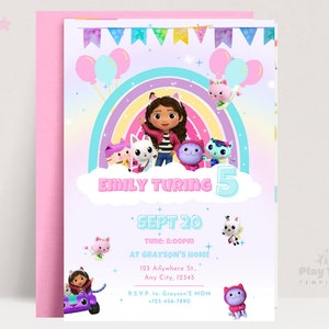 Editable Gabby's Dollhouse Birthday Invitation - Girl's Gabby Birthday ...