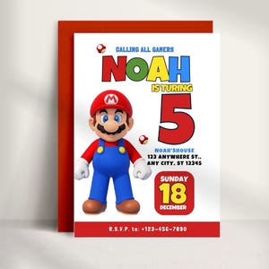 Mario Birthday Invitation| Kids Party Invite | Printable Invite for ...