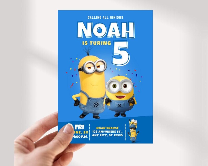 Minion Party Invitation, Minion Birthday Invite, Kids Party Invite, Boy ...