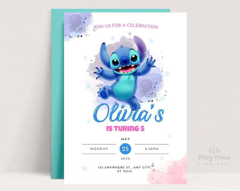 Editable Stitch Birthday Invitation Template (digital) - Etsy