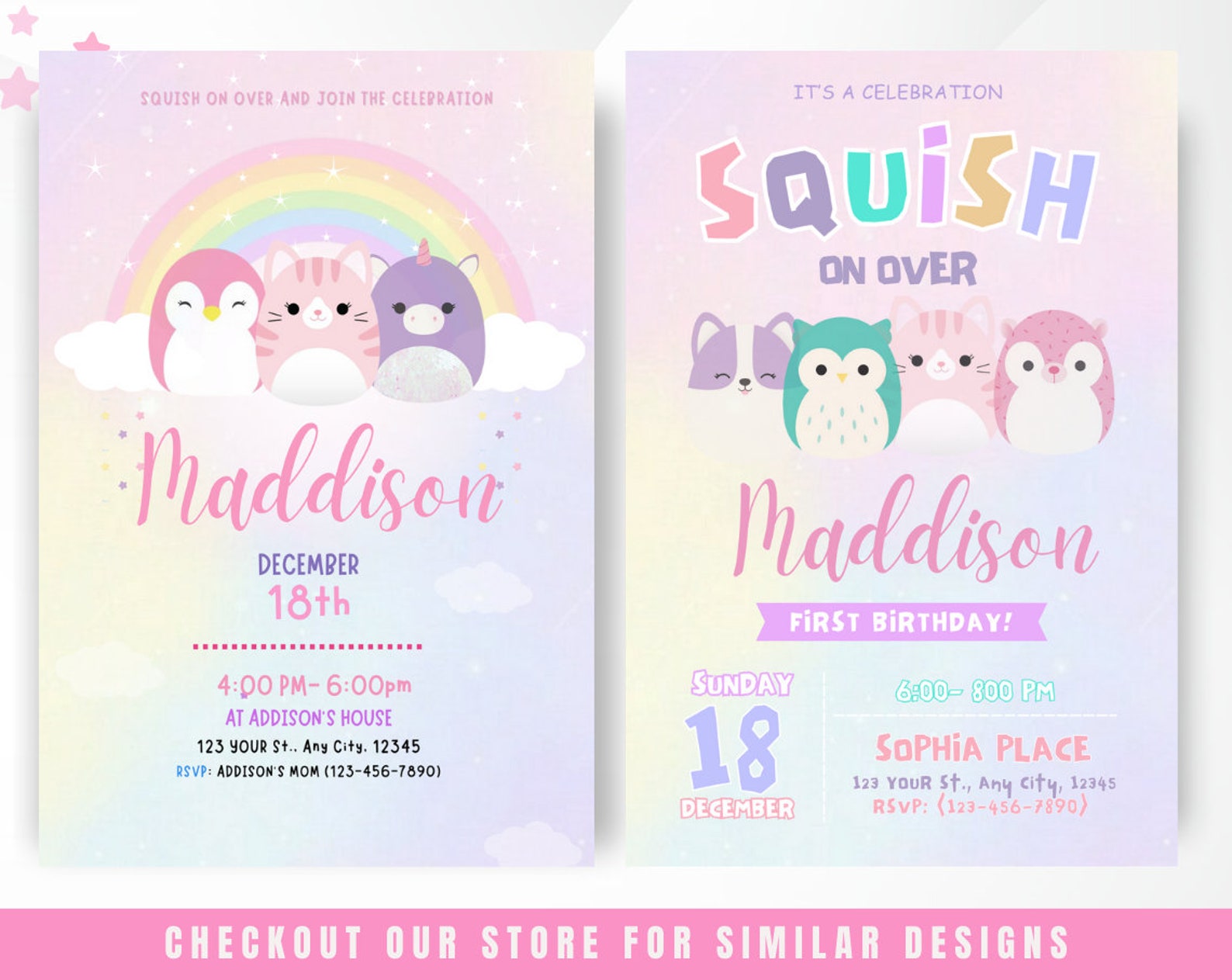 Squishmallow Birthday Invitation Birthday Invitation Template, Instant ...