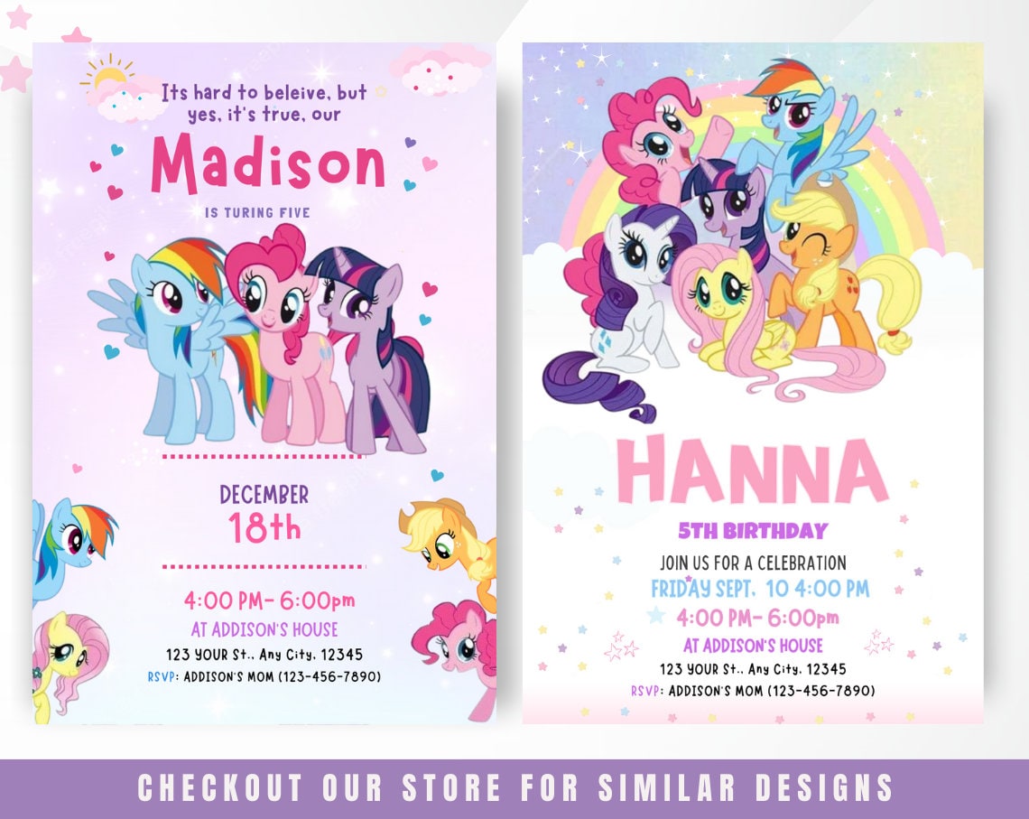 Editable My Little Pony Birthday Invitation: Purple Theme (printable ...