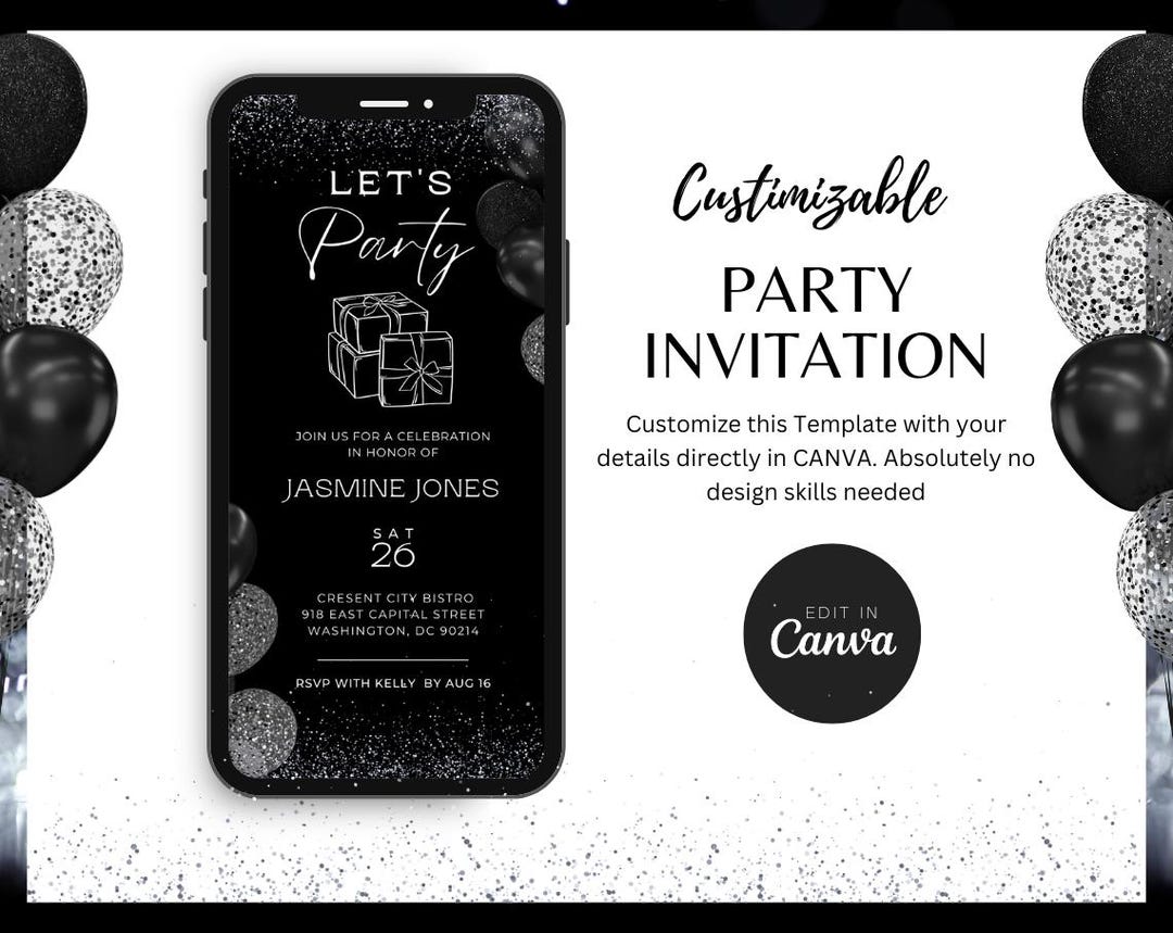 VIP Birthday Invitation: Editable Canva Party Template, Digital ...