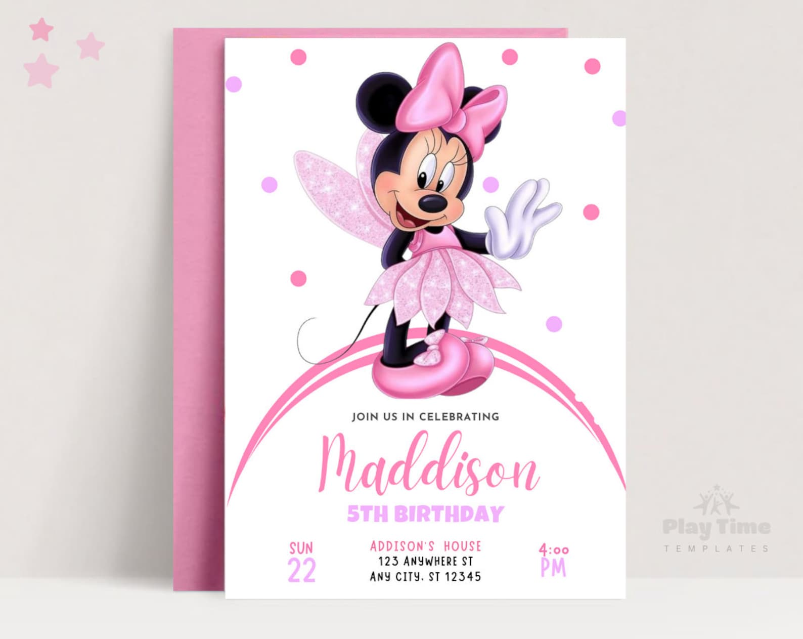 Editable Minnie Mouse Party Invitation - Minnie Pink Theme Invite ...