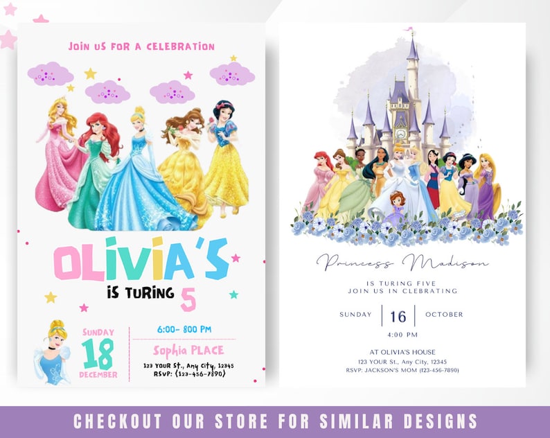 Editable Princess Birthday Invitation Girl Princess Birthday - Etsy