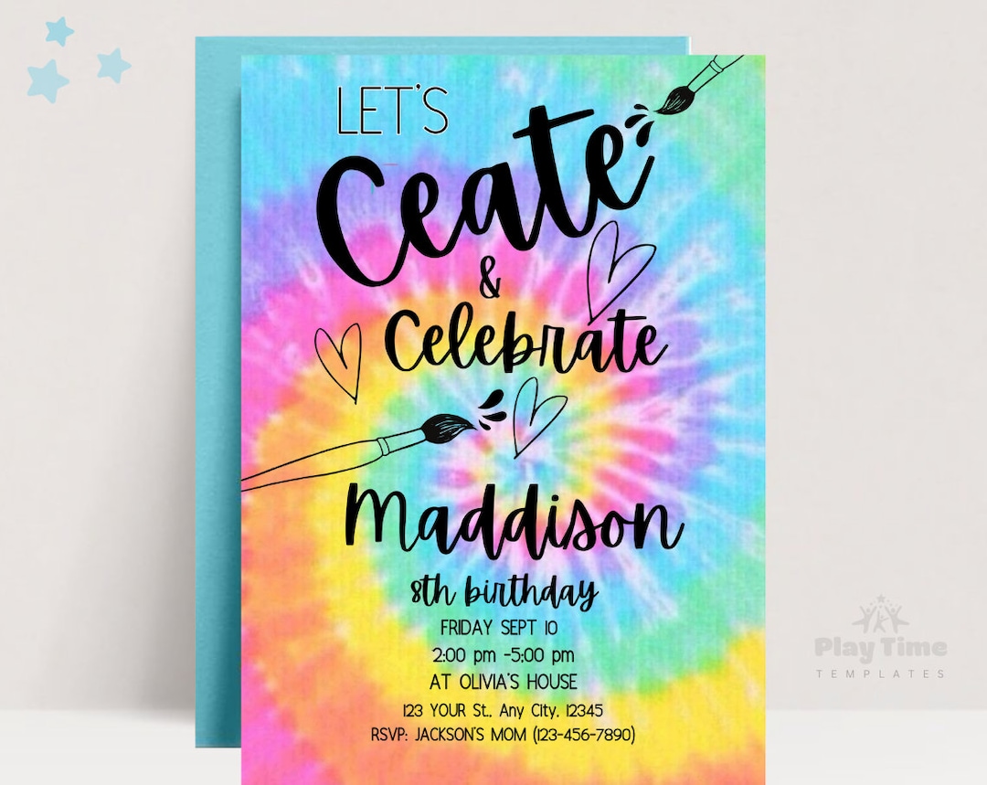 Tie-dye Party Invitation - Printable & Colorful - Etsy