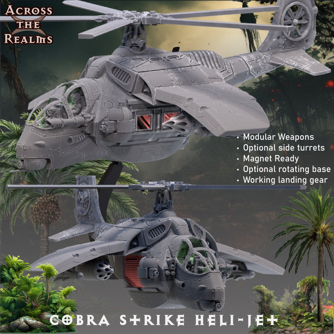 Cobra Strike Heli Jet Flyer Tabletop Sci Fi Vehicle 3D Printed Resin ...