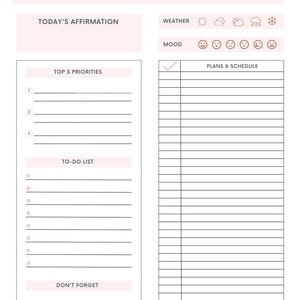 Daily Printable Planner - Etsy