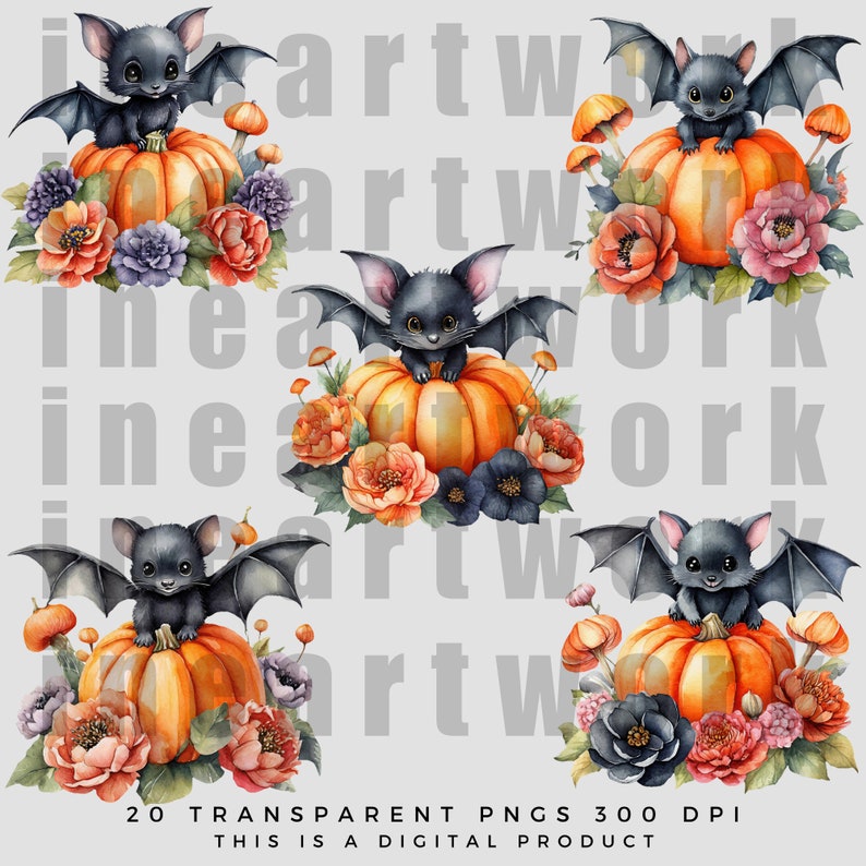 Watercolor Bats Clipart | Halloween Pngs (digital Download) - Etsy