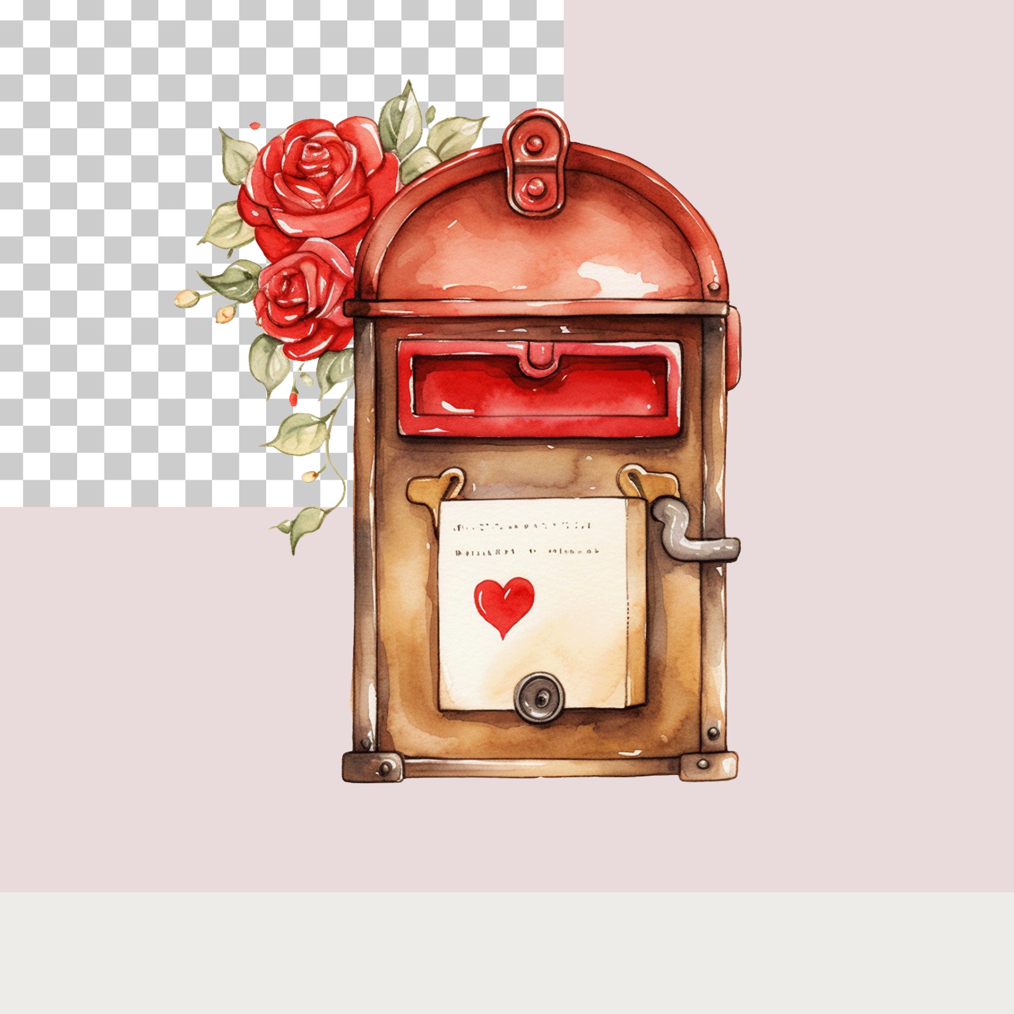 Watercolor Letterbox Clipart Watercolor Flowers Heart Clipart Valentine ...